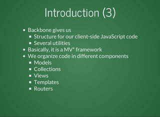 Structuring web applications with Backbone.js