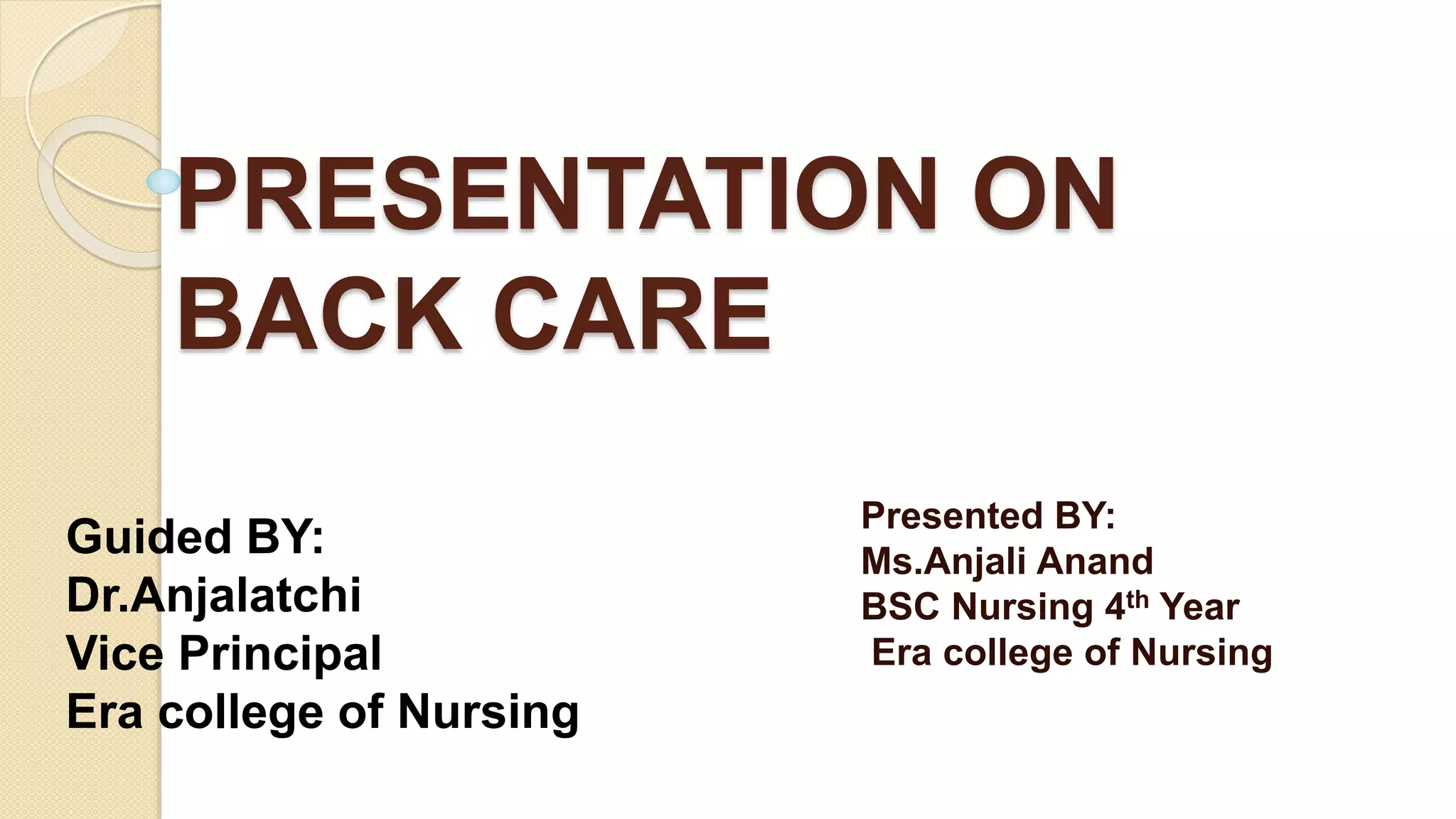 Back care in nursing | PPTX
