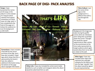 Back cover of digi pack analysis | PPT