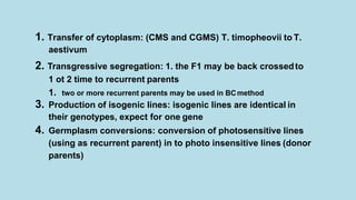 Handling of segregating generations -Backcross breeding | PPTX