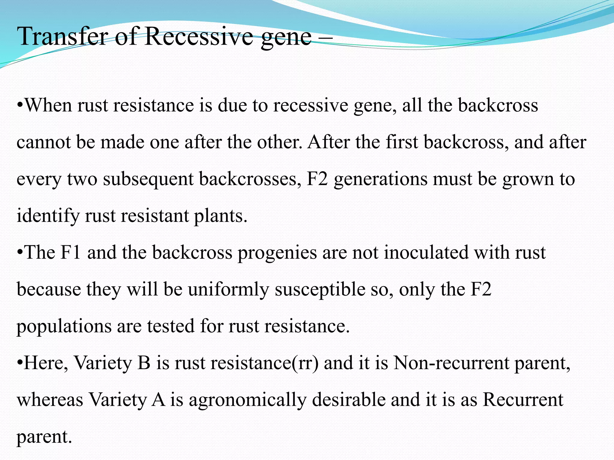 Backcross method for dominant and recessive gene transfer. | PPTX