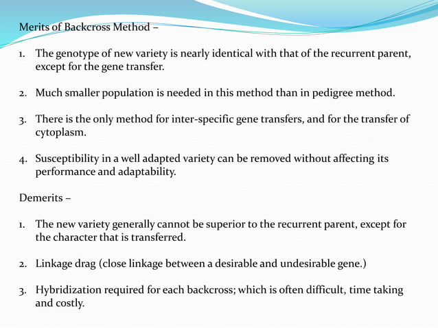 Backcross method for dominant and recessive gene transfer. | PPTX