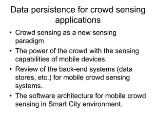 On Crowd-sensing back-end | PPT