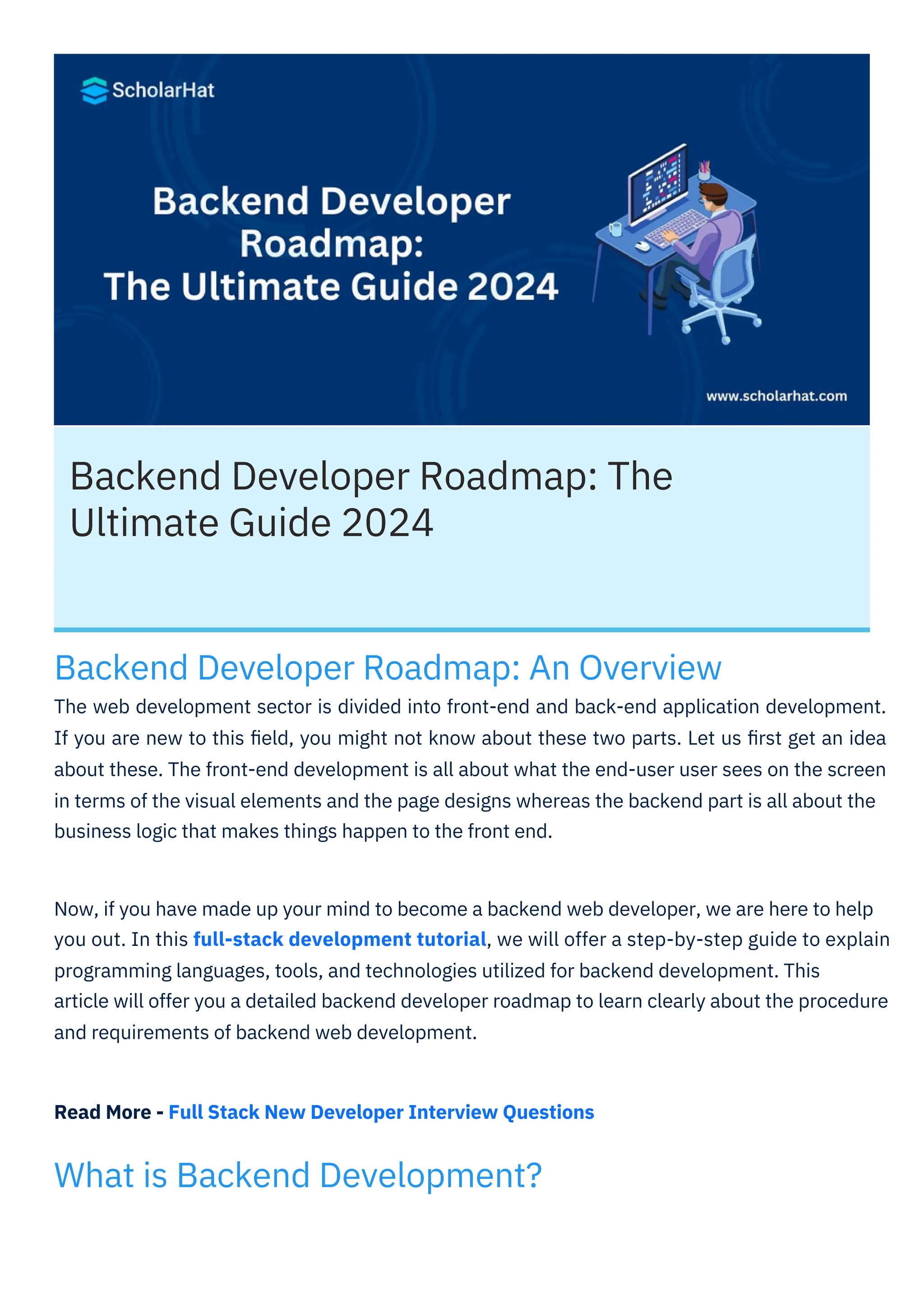 Backend Developer Roadmap PDF By ScholarHat | PDF