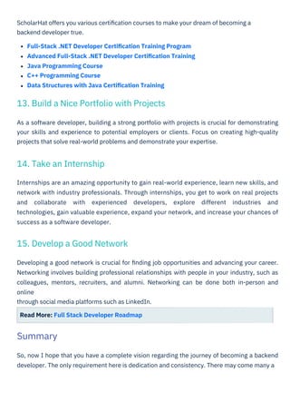 Backend Developer Roadmap PDF By ScholarHat | PDF