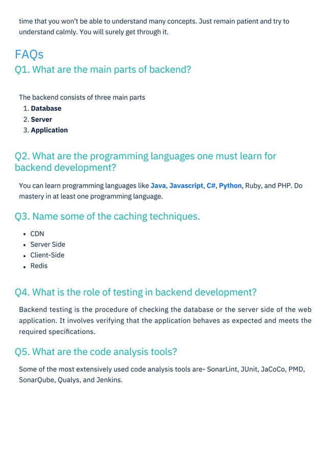 Backend Developer Roadmap PDF By ScholarHat | PDF
