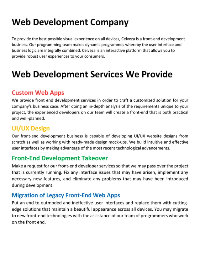 Back End development services | DOCX