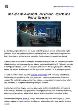 Backend Development Services for Scalable and Robust Solutions | PDF