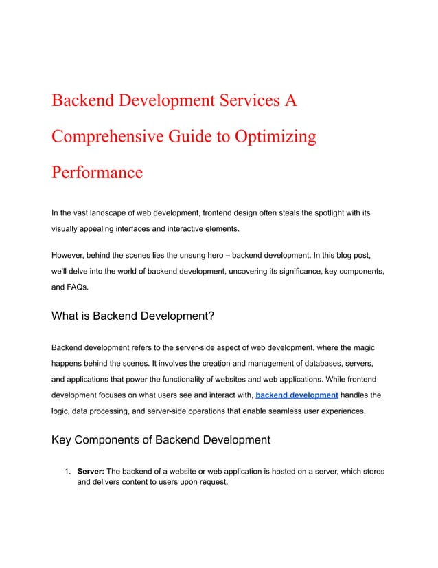Backend Development Services A Comprehensive Guide to Optimizing ...