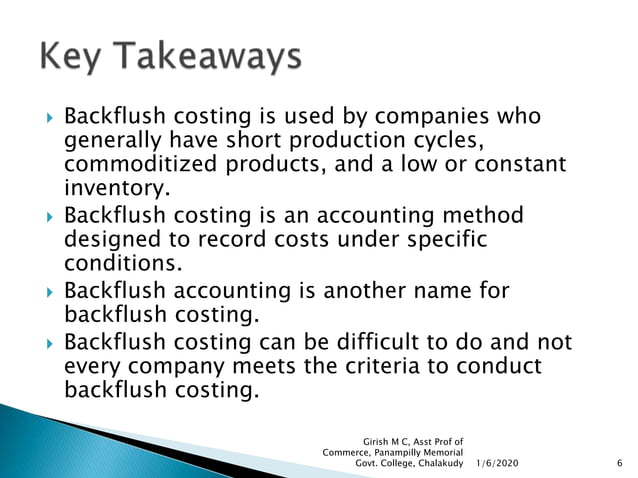 Backflush costing | PPTX