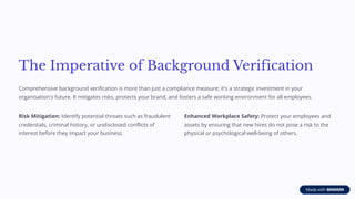 Background Verification: A Key to Secure Workplaces | PDF