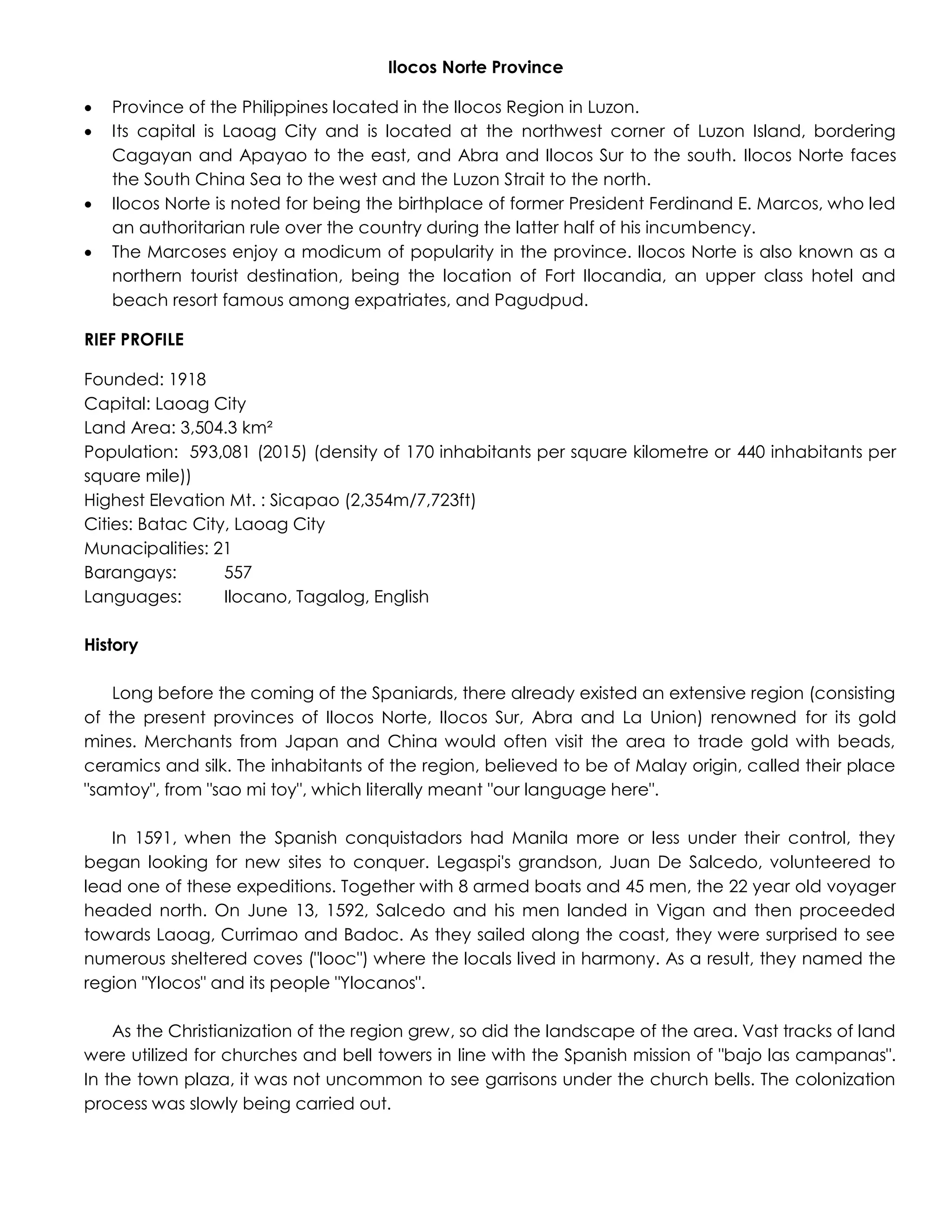 Background and information about ilocos norte | PDF