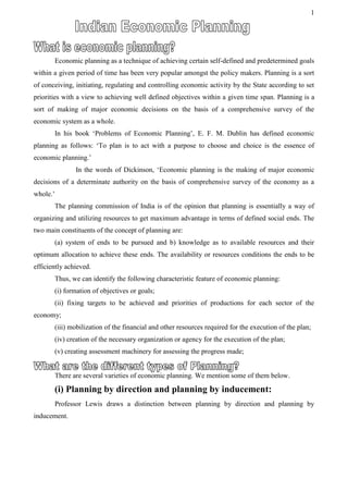 Background and structure of indian planning | PDF