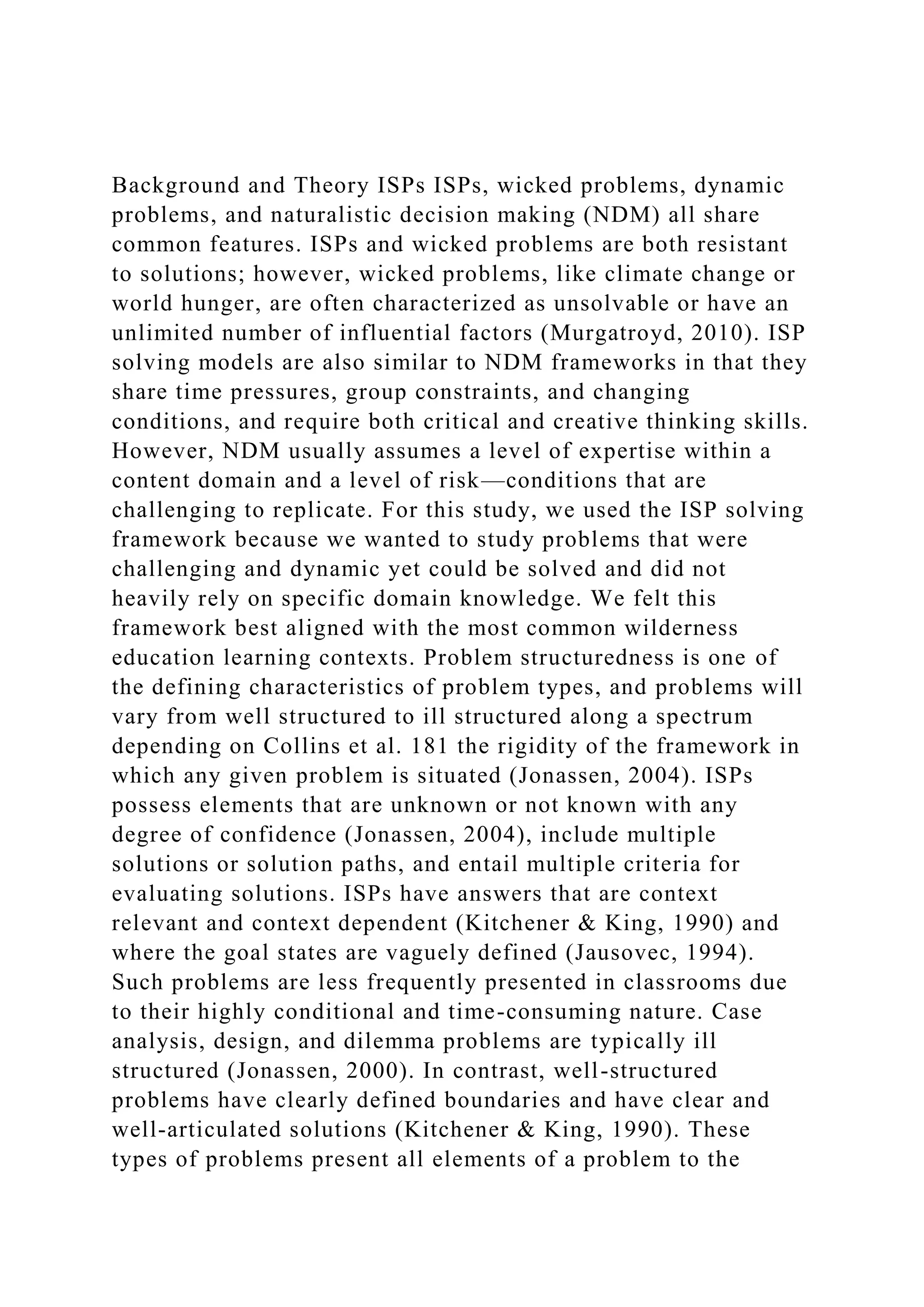 Background and Theory ISPs ISPs, wicked problems, dynamic problems.docx