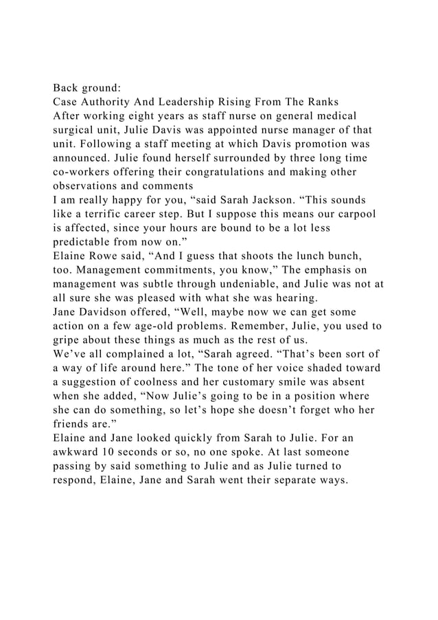 Back ground Case Authority And Leadership Rising From The Ranks.docx