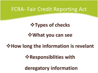 Human Resource Background Checks & FCRA Compliance 2014 | PPT