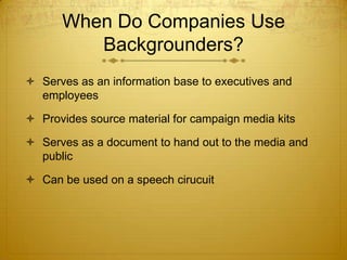 Backgrounder and position papers | PPTX