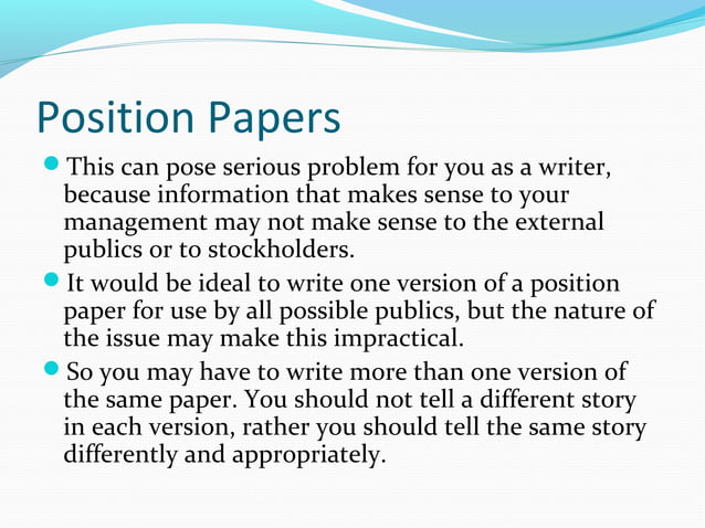 Backgrounders and position papers