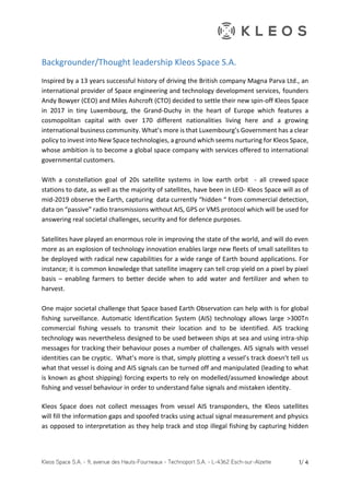 Backgrounder thought leadership kleos space may 2018 | PDF