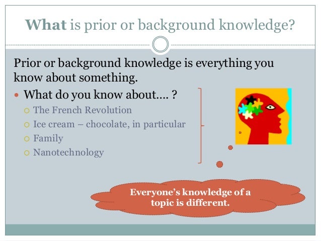 Prior and background knowledge in reading