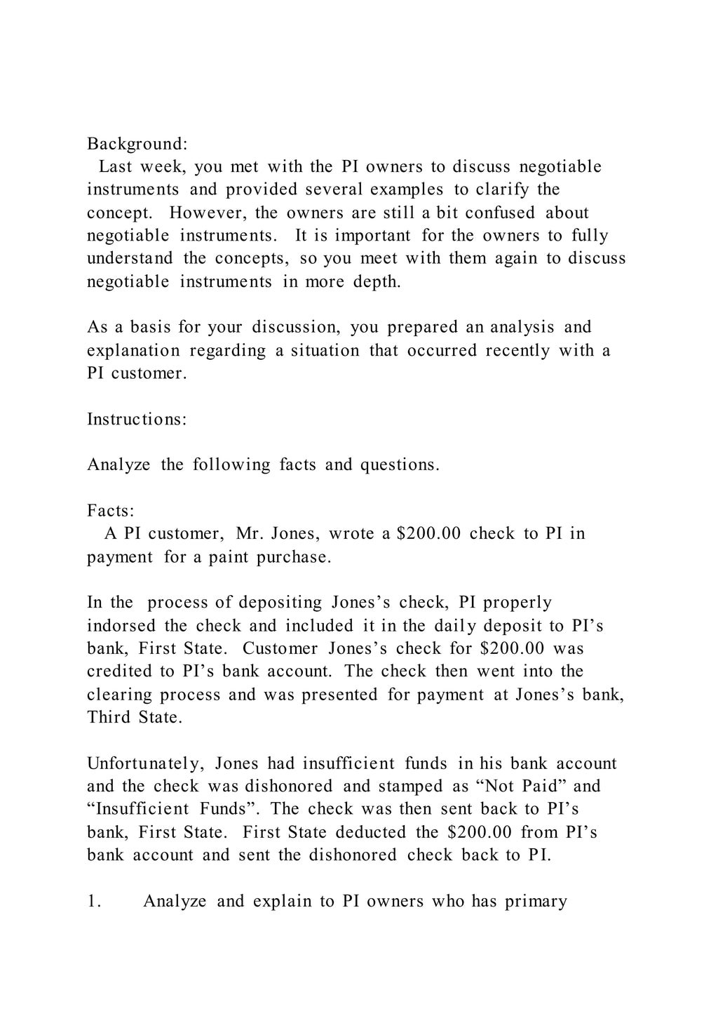 Background Last week, you met with the PI owners to discuss ne | PDF