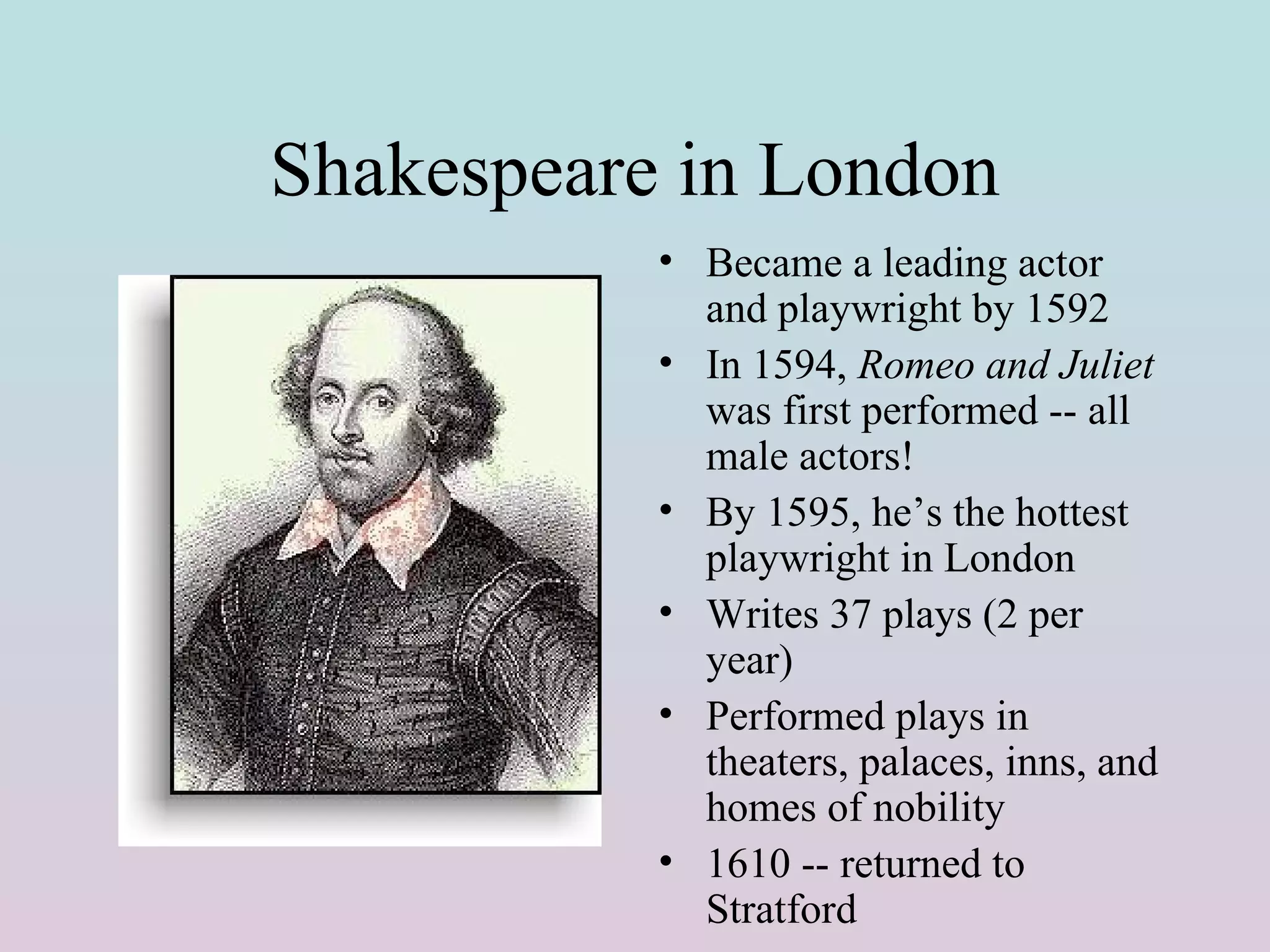 Shakespeare Background Notes | PPT | Theater Venues | Attractions