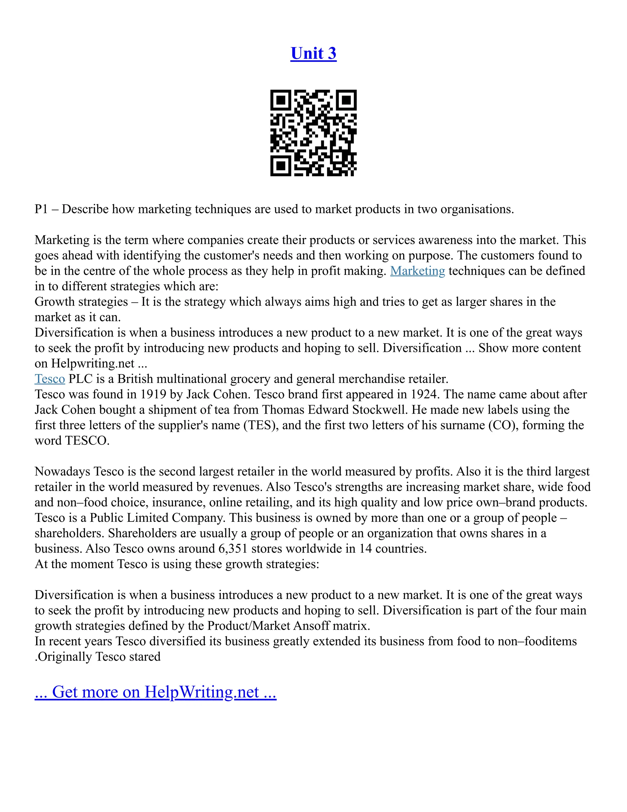 Background Of Tesco | PDF
