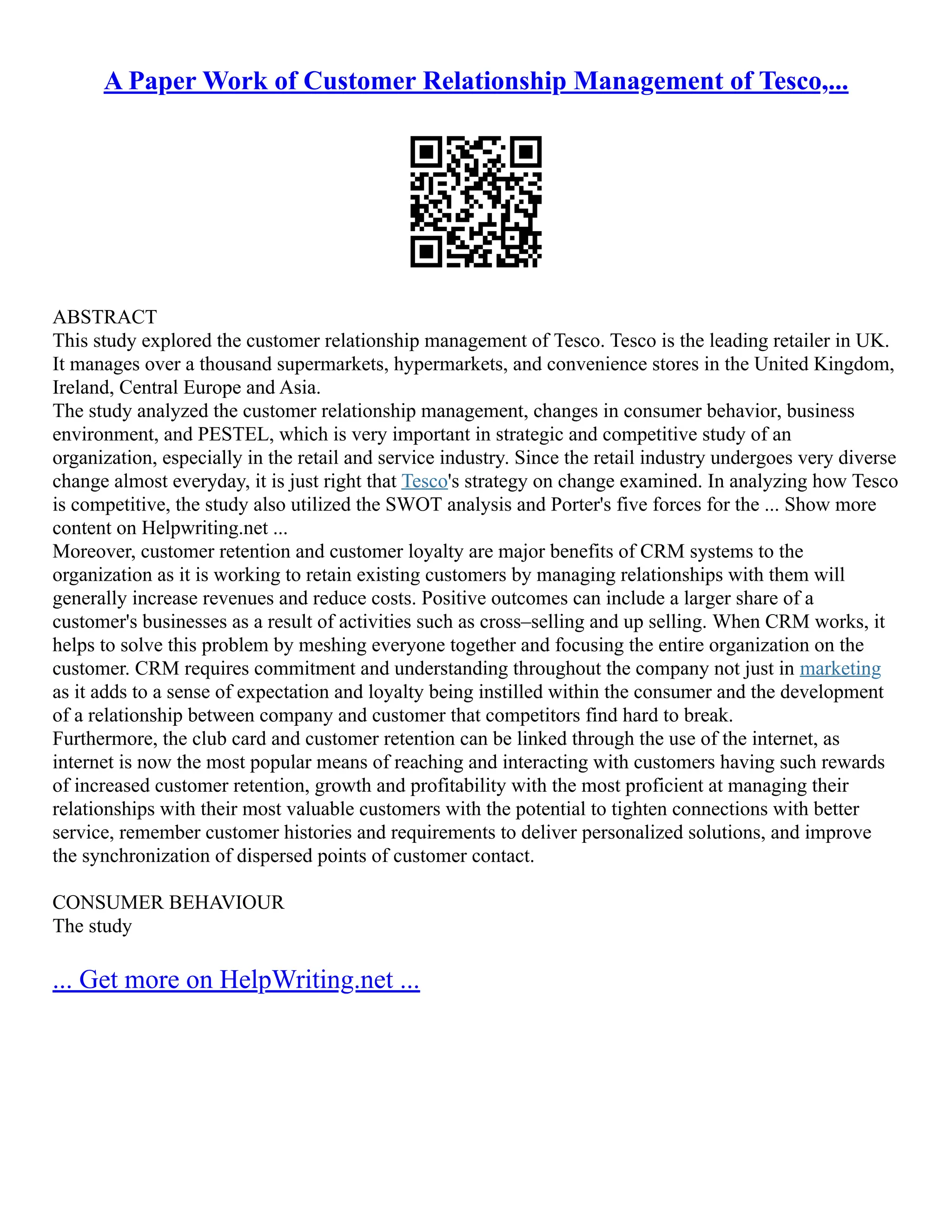 Background Of Tesco | PDF