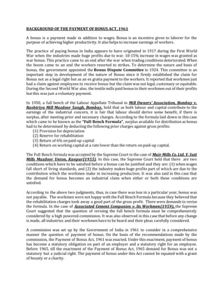 Background of the payment of bonus act | DOCX
