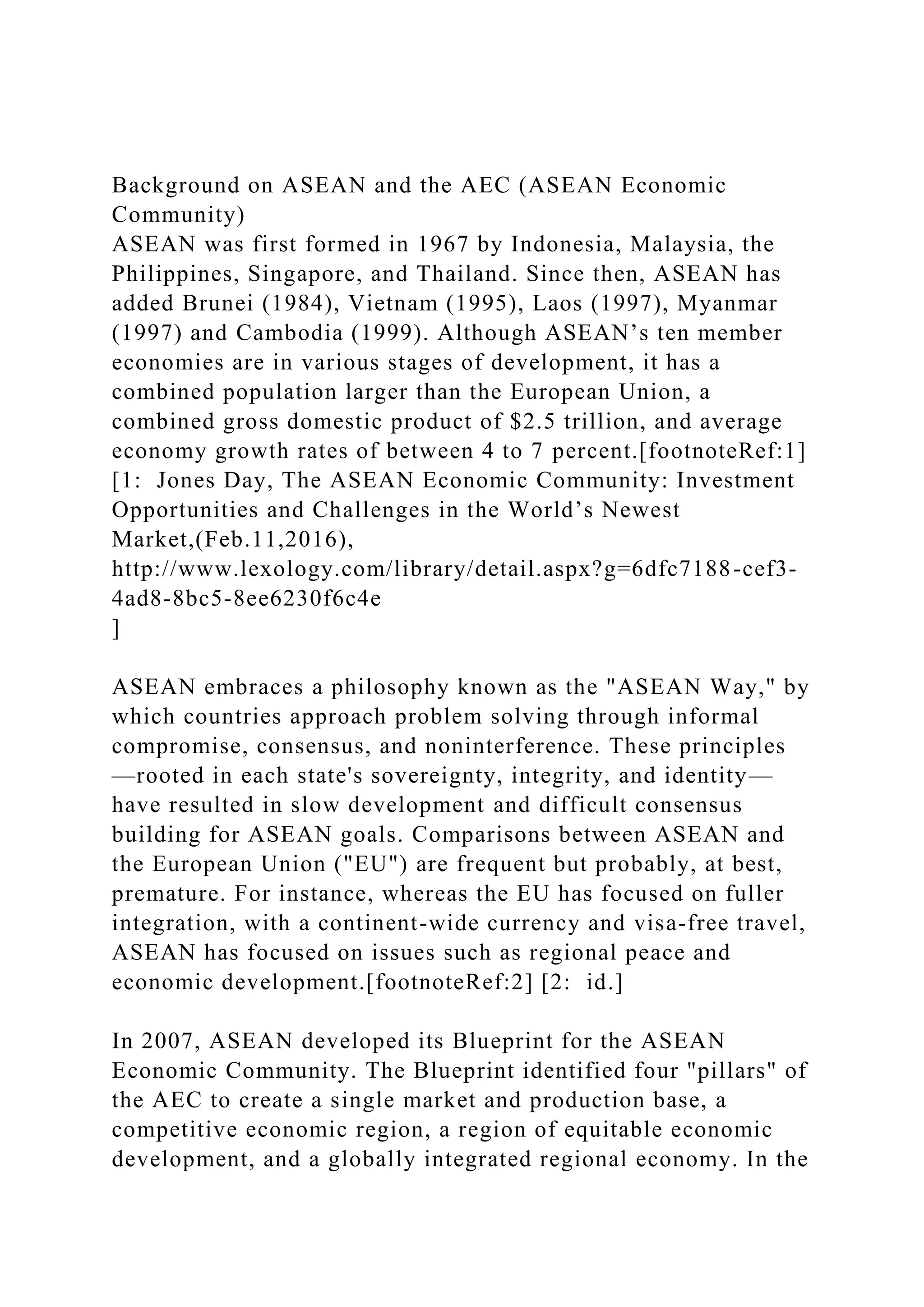 Background on ASEAN and the AEC (ASEAN Economic Community)ASEAN .docx | Large Business | Business