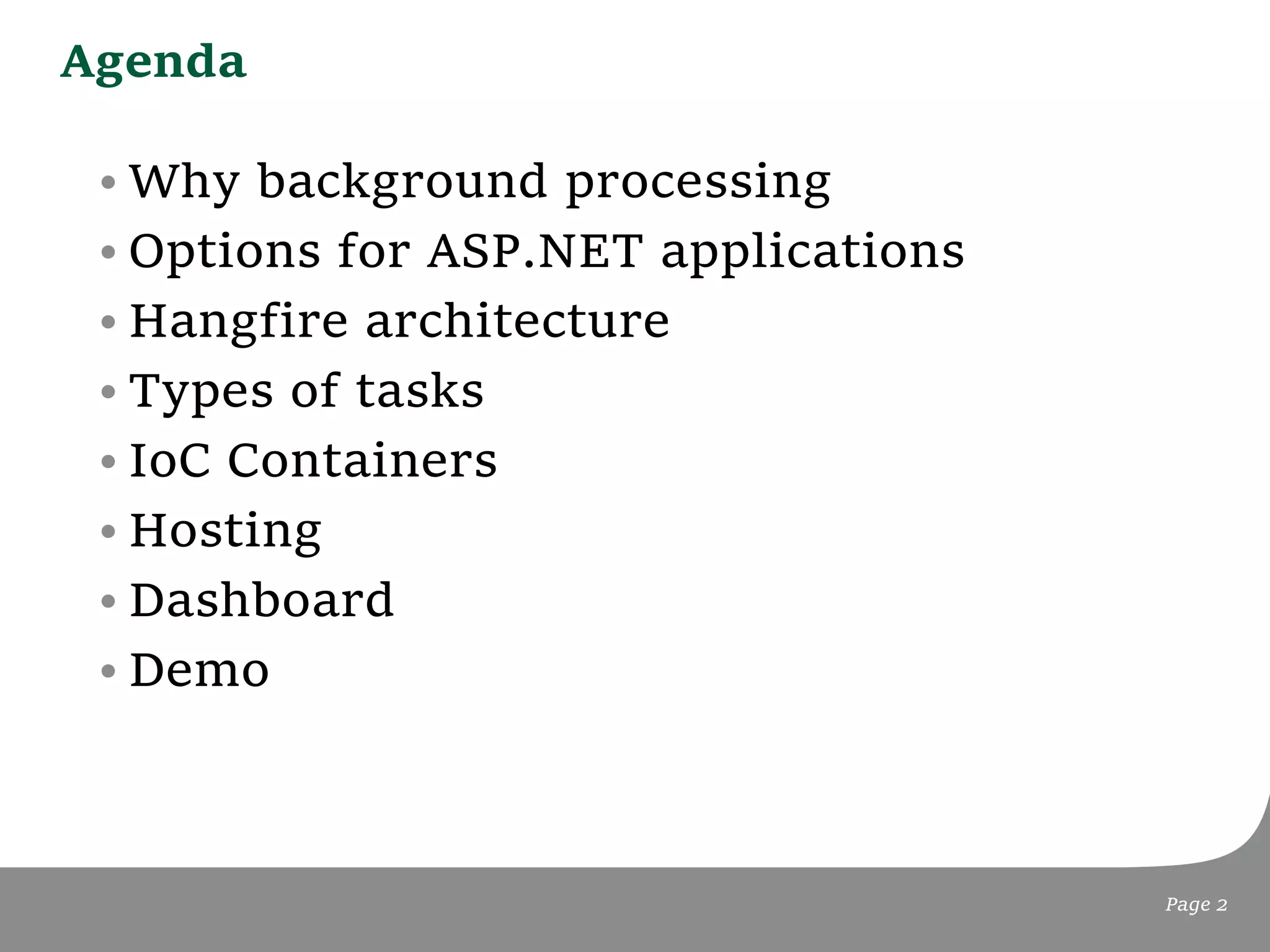 Background processing with hangfire | PPTX