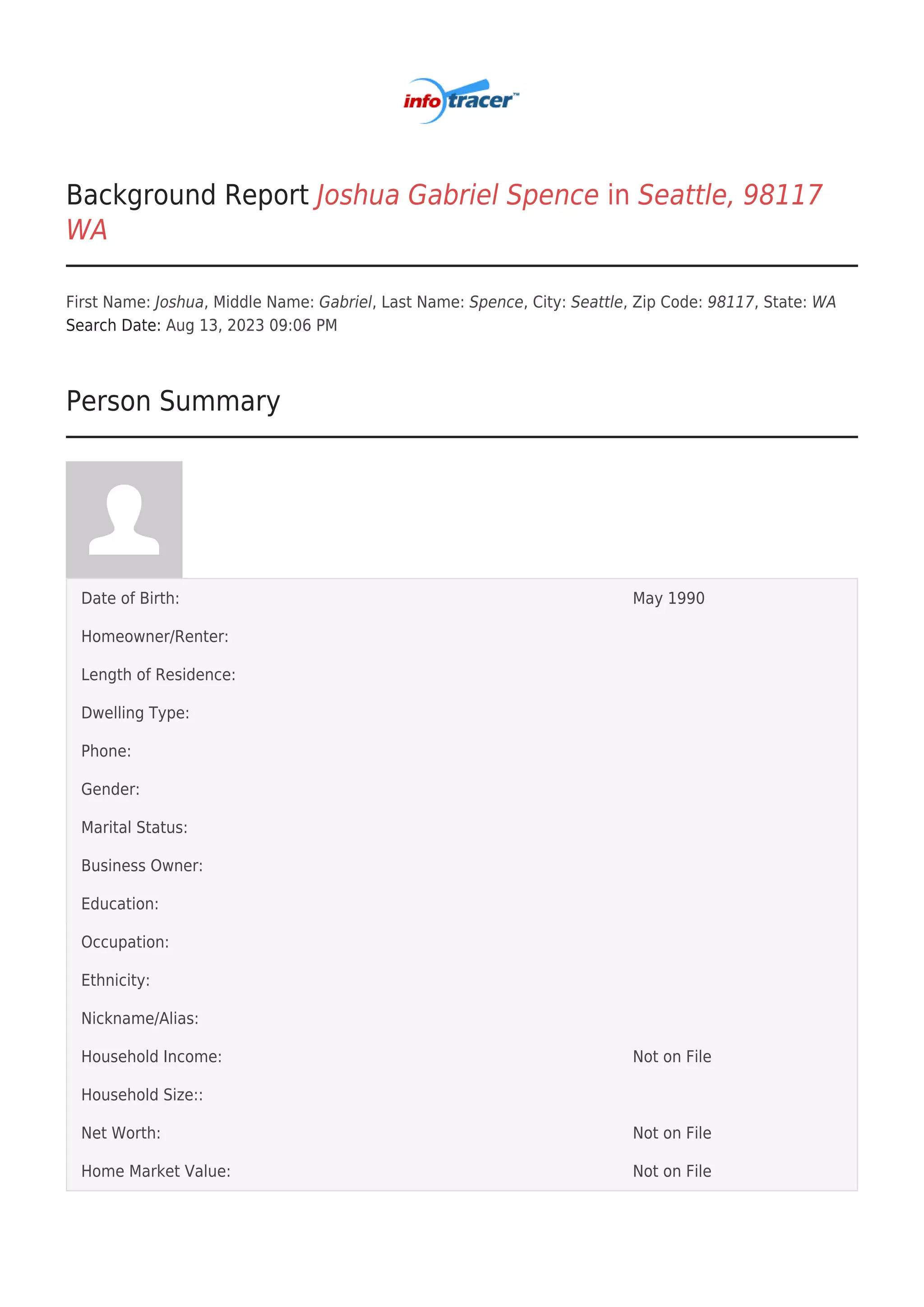 Background Report on Joshua Gabriel Spence in Seattle, 98117 WA.pdf