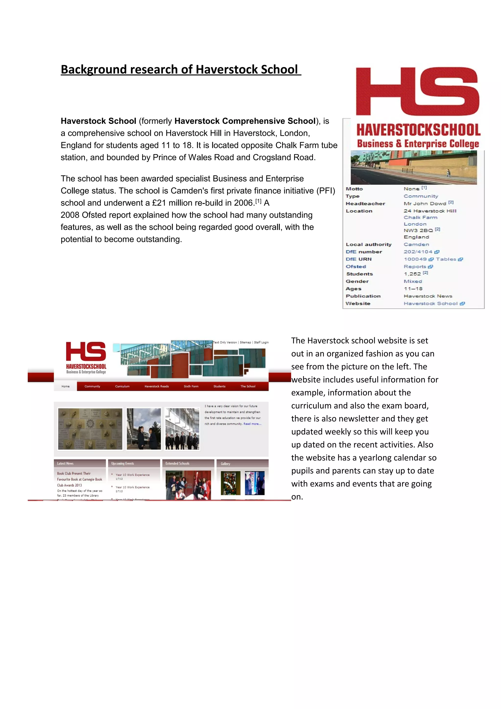 Background research of haverstock school | ODT | Primary Education ...
