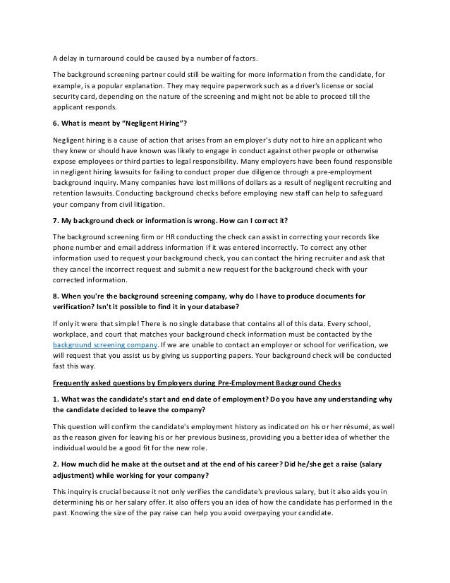 15 Important Questions asked During pre employment background checks | PDF