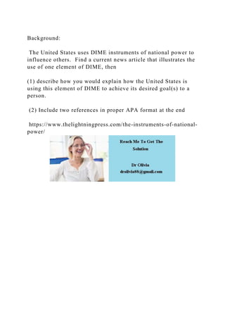 Background The United States uses DIME instruments of national .docx