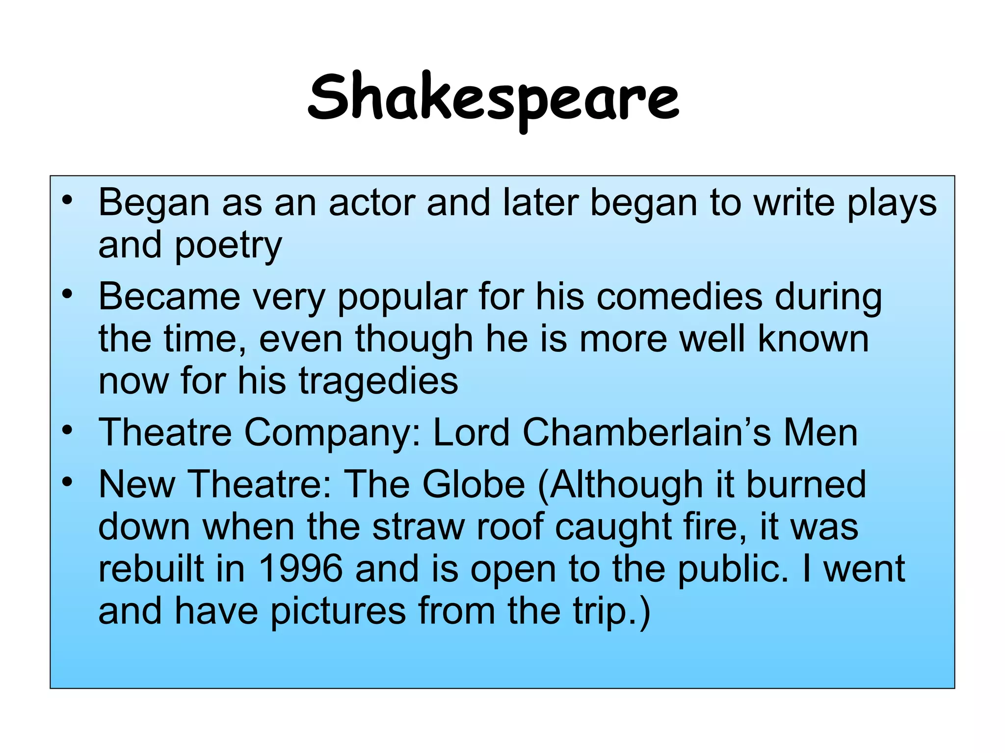 Background To William Shakespeare | PPT