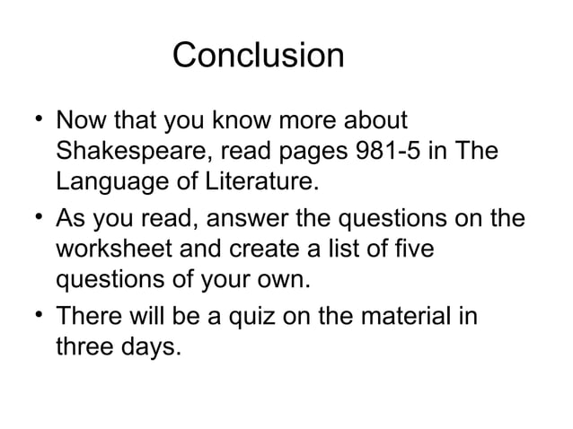 Background To William Shakespeare | PPT