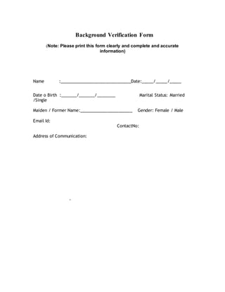 Background verification form | DOC