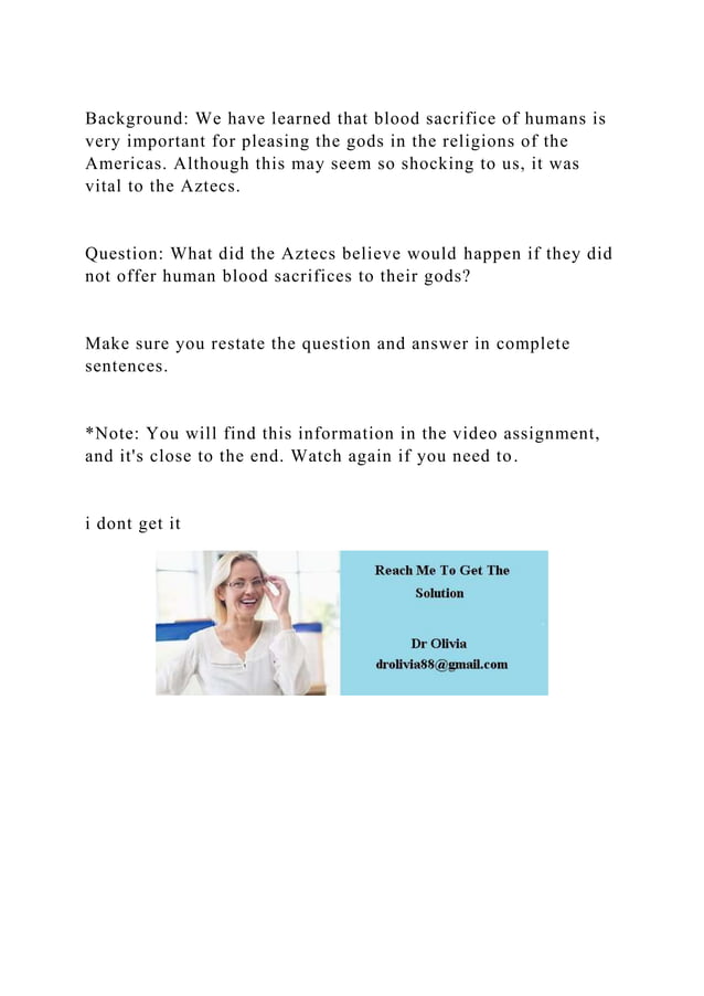 Background We have learned that blood sacrifice of humans is very i.docx