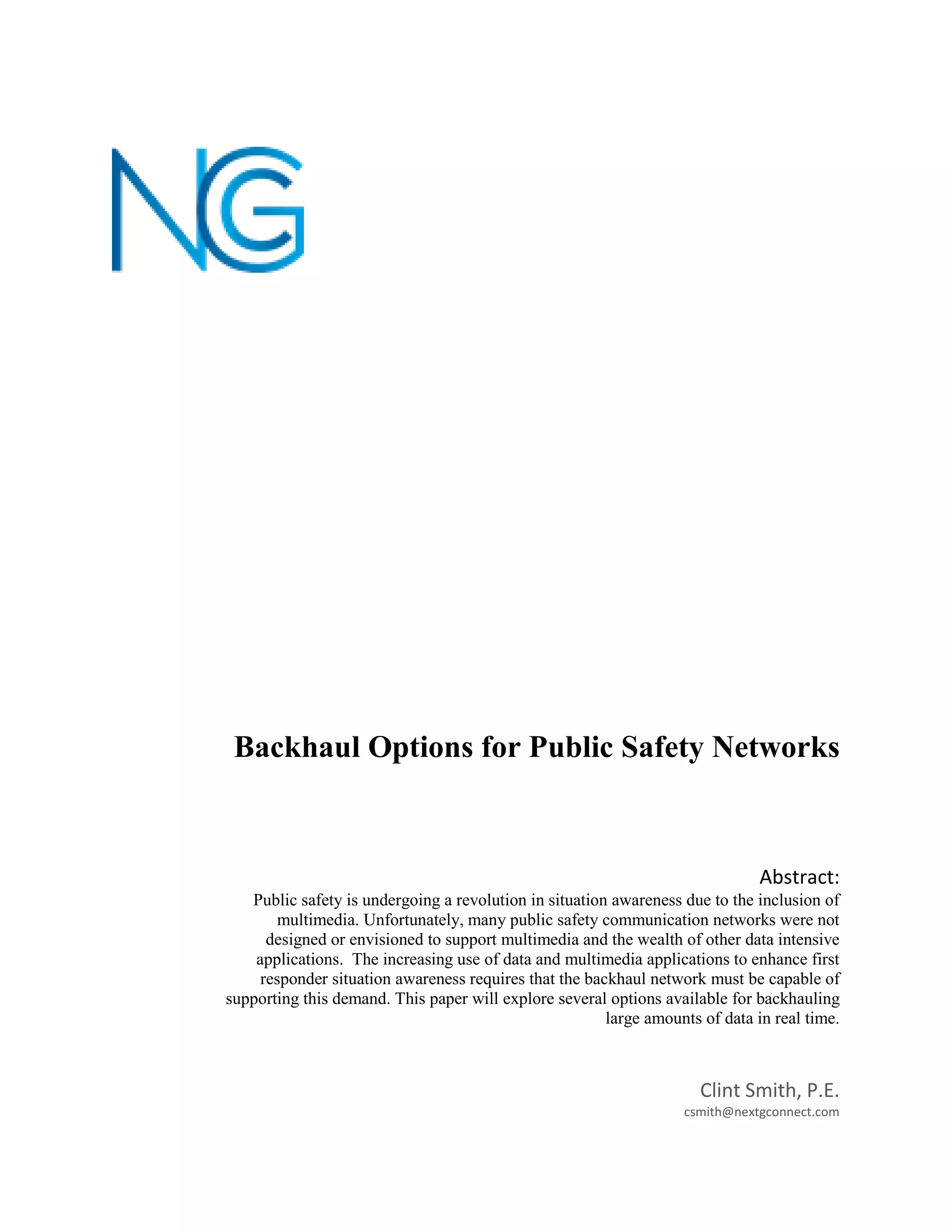 Backhaul Options for Public Safety | PDF