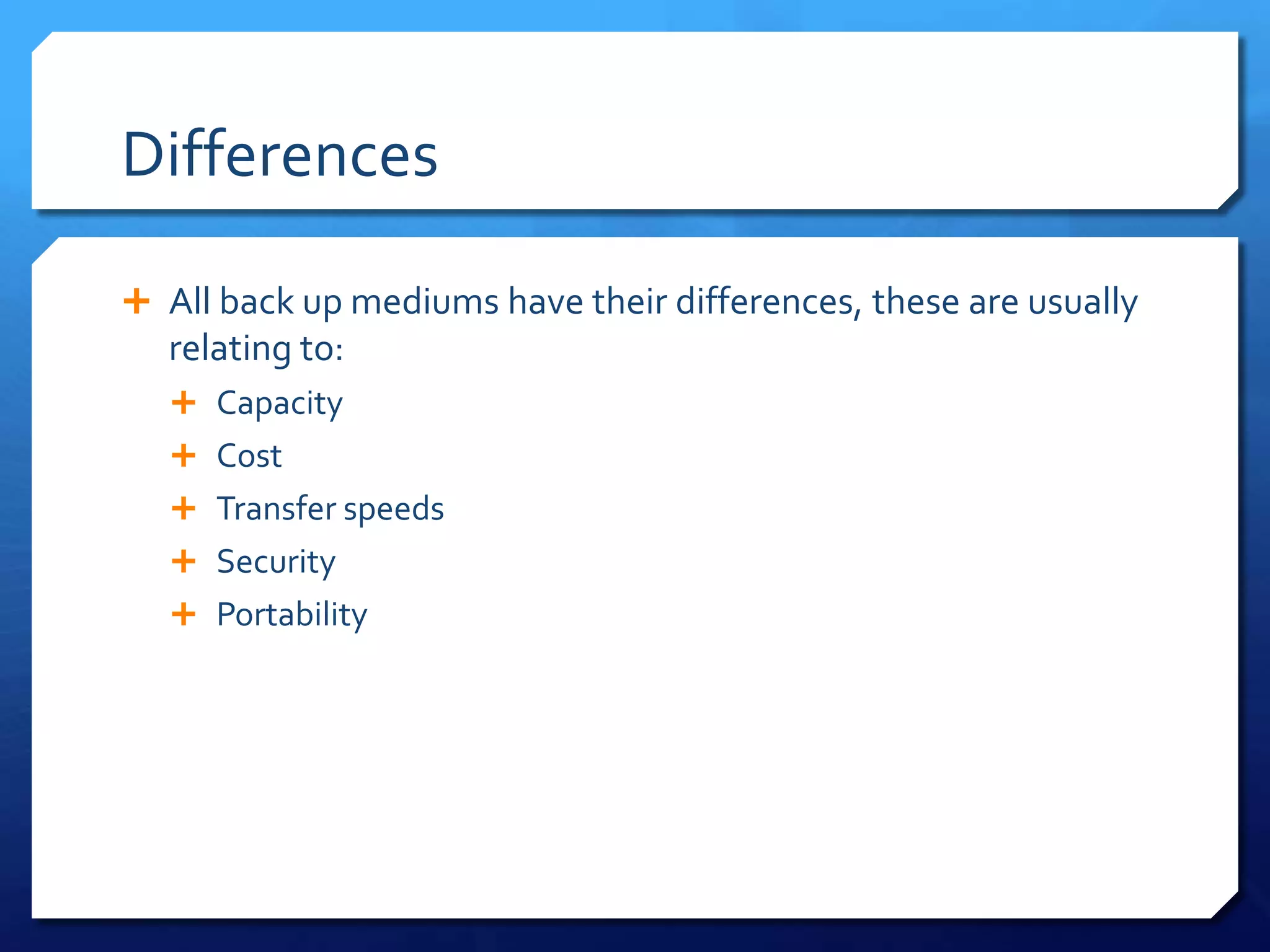 Backing storage | PPTX | Data Storage and Warehousing | Computing