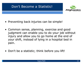 Back Injury hazards precautions safety don't | PPTX