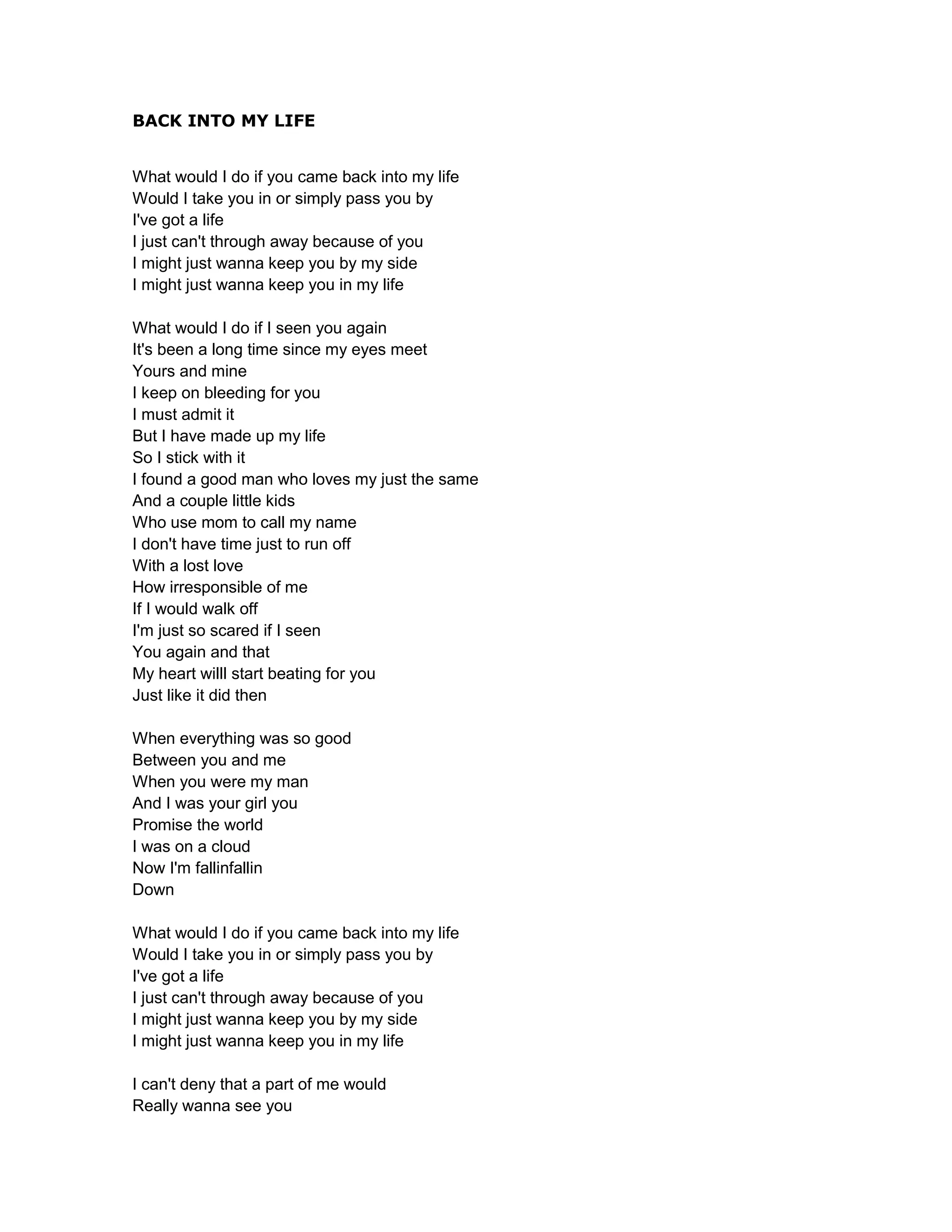 Back into my life | DOCX