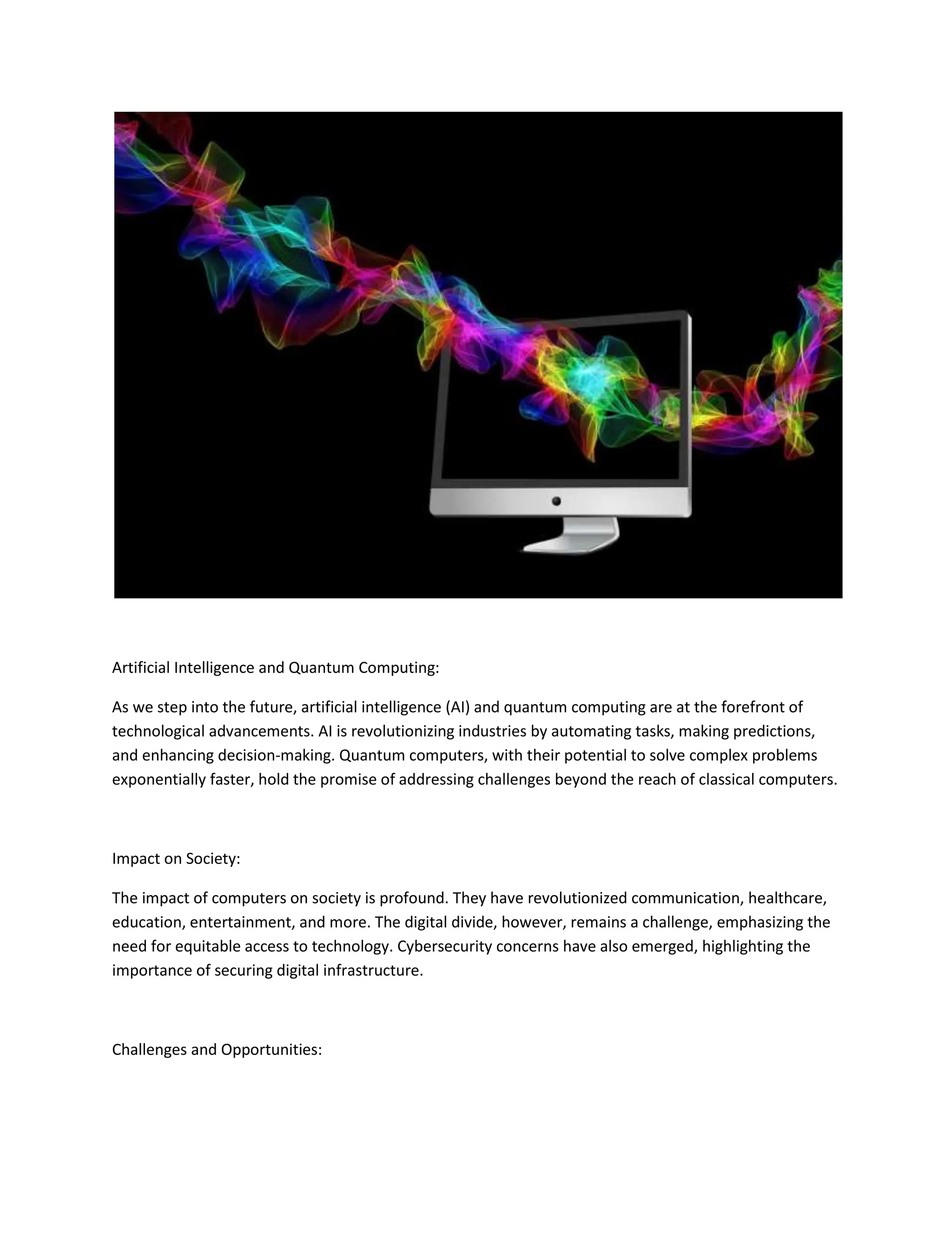 The Evolution and Impact of Computers and techology | DOCX