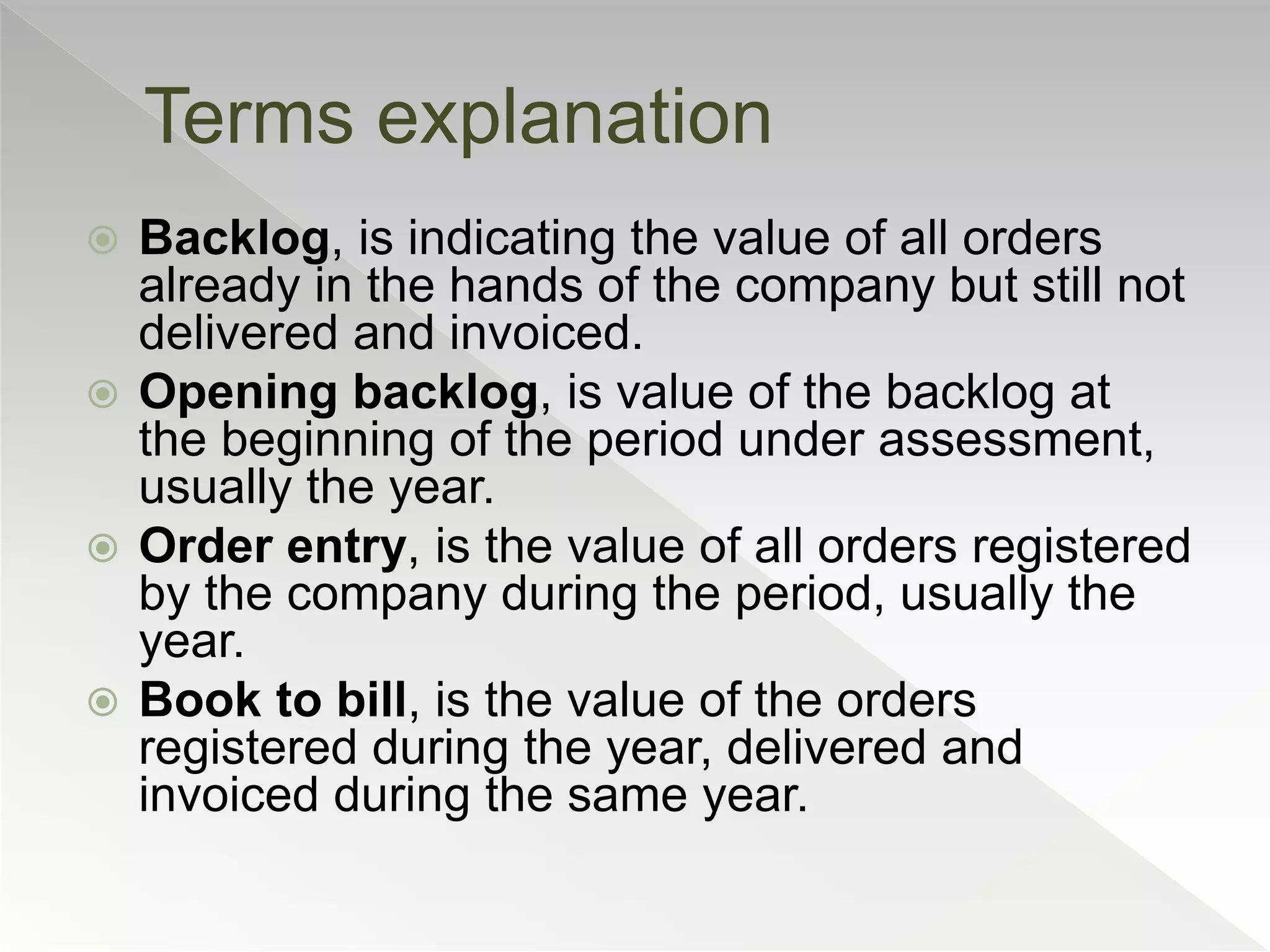 Backlog analysis engineering to order projects | PPTX