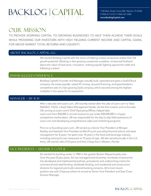 Backlog capital executive_summary | PDF