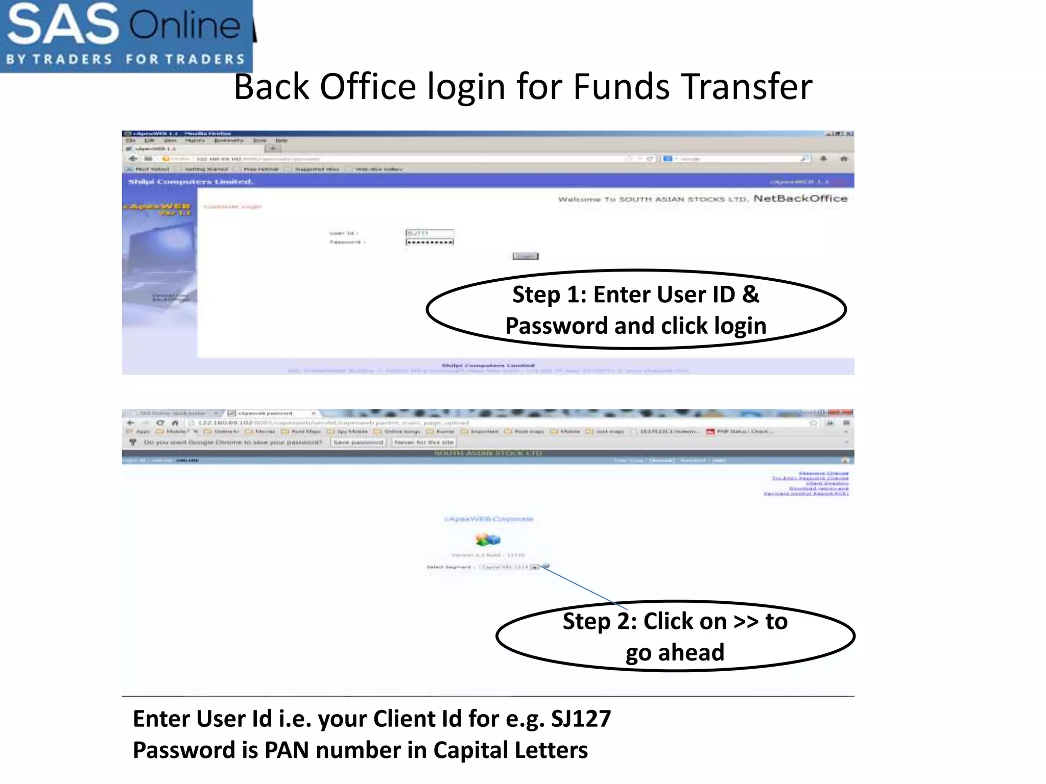 Back office login for funds transfer | PPTX