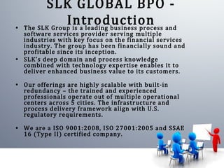 Back Office Outsourcing Services - SLK GLOBAL BPO | PPT