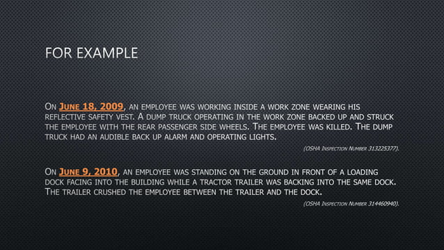 Construction Site Backover Incident OSHA | PPTX
