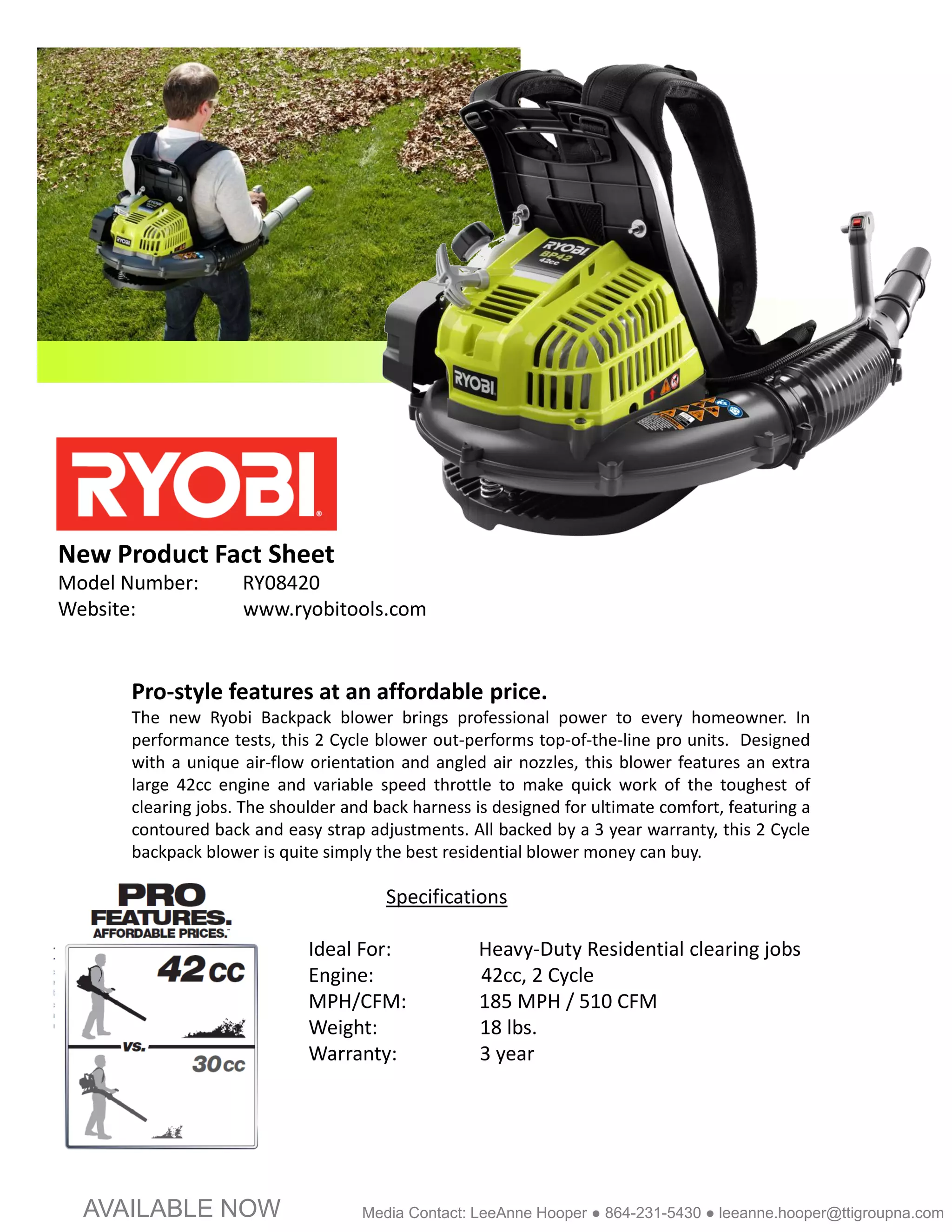 RYOBI Backpack Blower | PDF